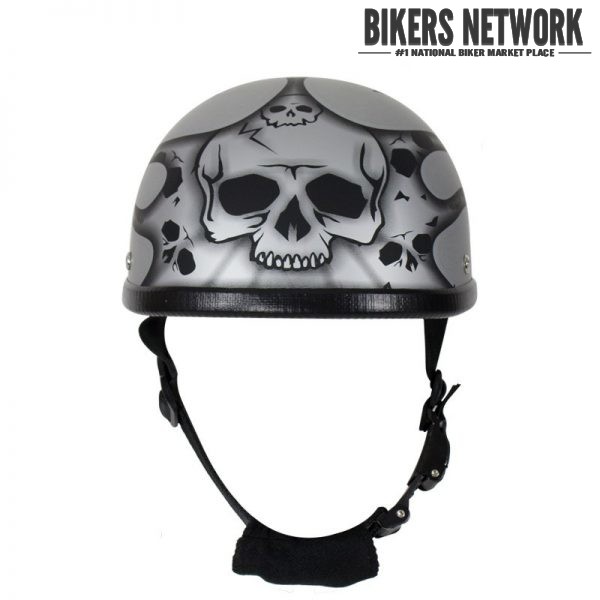 Matte Silver Motorcycle Novelty Helmet With Burning Skull – BNFH501-D4 ...