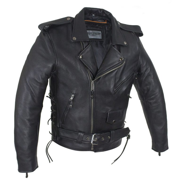 Mens Classic Police Style Motorcycle Jacket With Side Laces – BNMJ201 ...