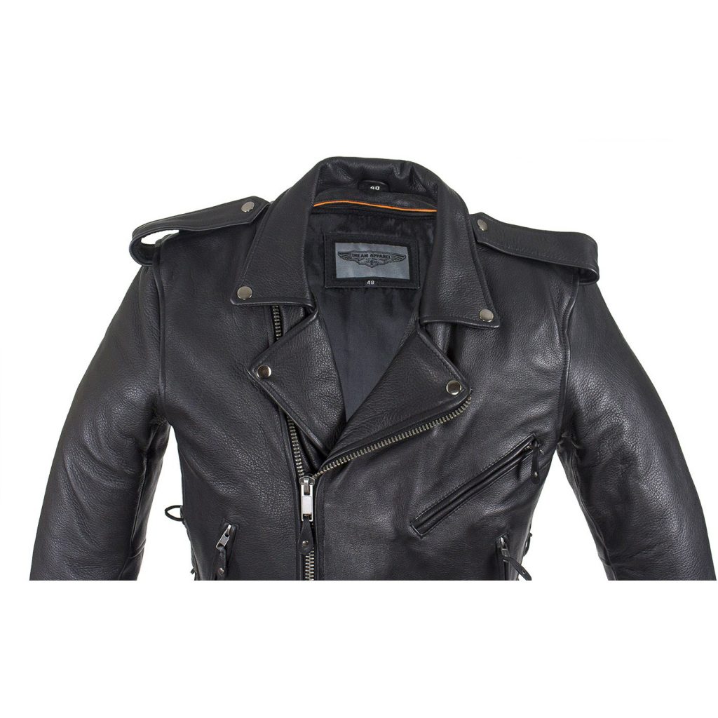 Mens Classic Police Style Motorcycle Jacket With Side Laces – BNMJ201 ...