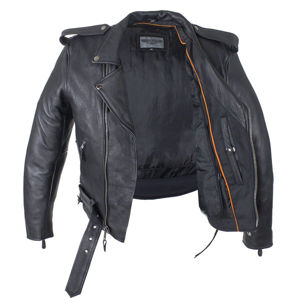 Mens Classic Police Style Motorcycle Jacket With Side Laces – BNMJ201 ...