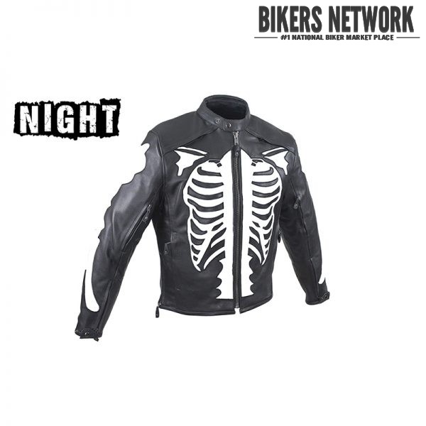 Mens Reflective Skeleton Motorcycle Jacket – BNMJ6031-11 – Bikers Network