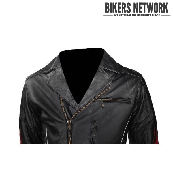 Mens Motorcycle Racer Jacket With Velcro – BNMJ781-09 – Bikers Network