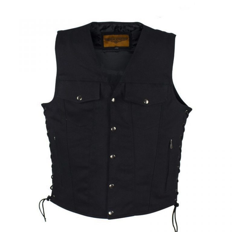 Mens Black Denim Motorcycle Club Vest – BNMV5050-BD – Bikers Network