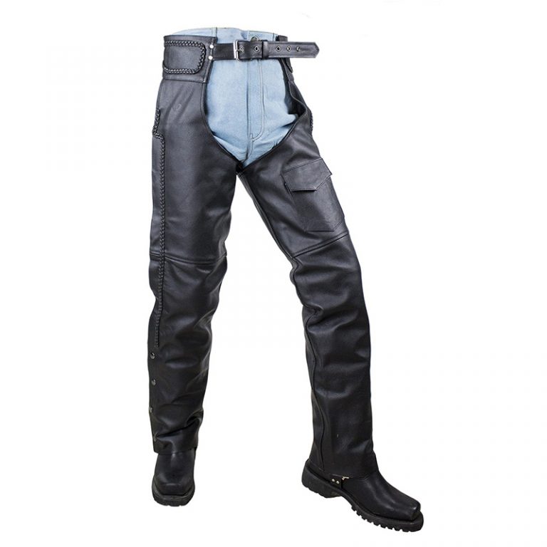 Braided Split Leather Chaps W/ Mesh & Zip-out Lining – Black – BNC4326 ...