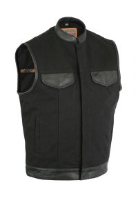 Canvas Material Single Back Panel Concealment Vest W/Leather Trim ...