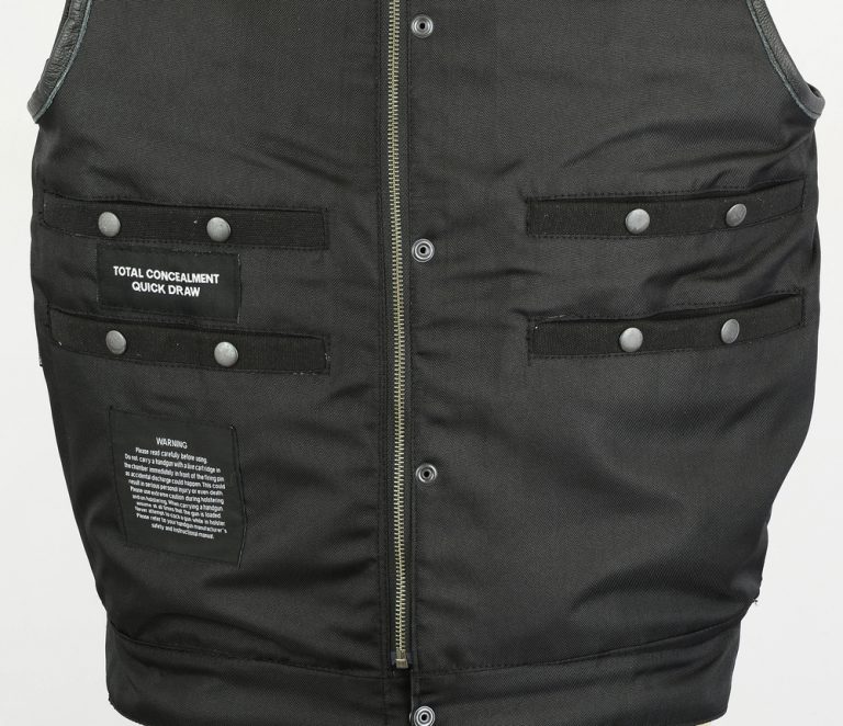 Canvas Material Single Back Panel Concealment Vest W/Leather Trim ...