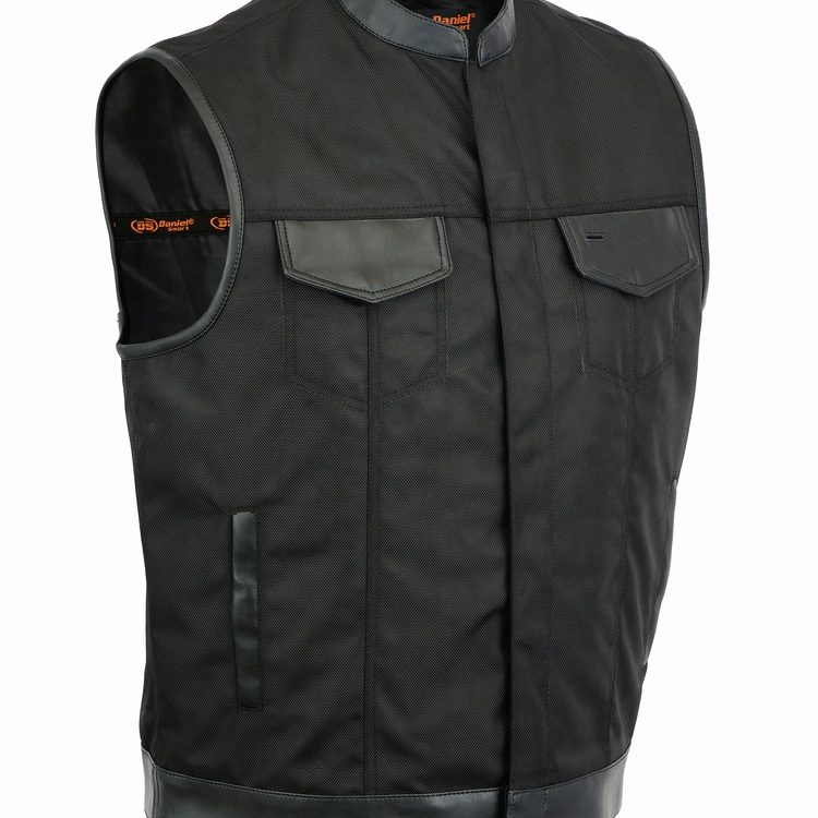 Canvas Material Single Back Panel Concealment Vest W/Leather Trim ...